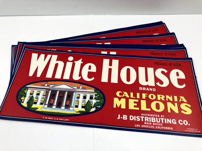 Vintage Paper Labels White House California Melons Fruit Crate Label 20 ...