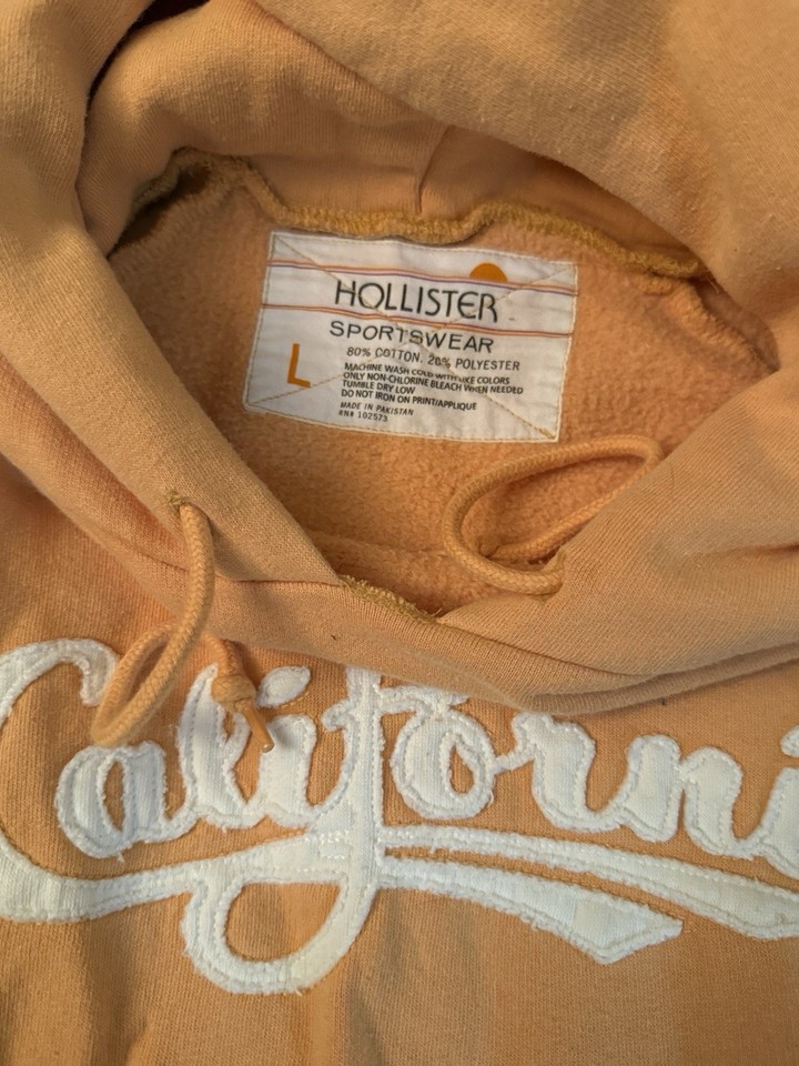Hollister Sweatshirt Womens Large Hoodie Orange Y2K Vintage Pullover ...