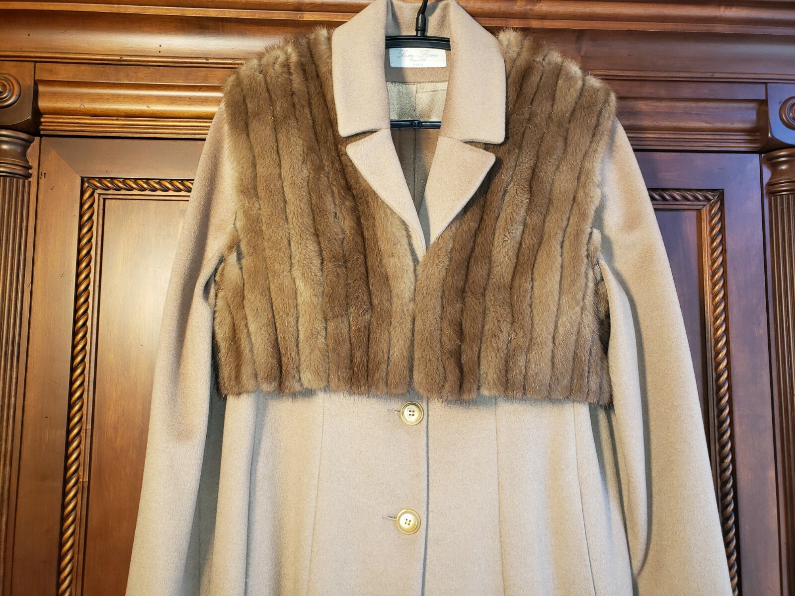 Womens SAM RONE OSCAR d'OR MAXI COAT Wool Angora Cashmere w/MINK BOLERO ...