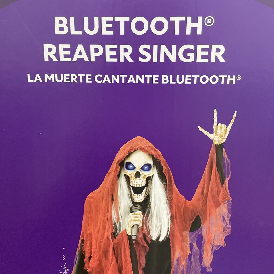 Lowes Halloween Haunted Living 7ft Bluetooth Reaper Band LED Singer ...