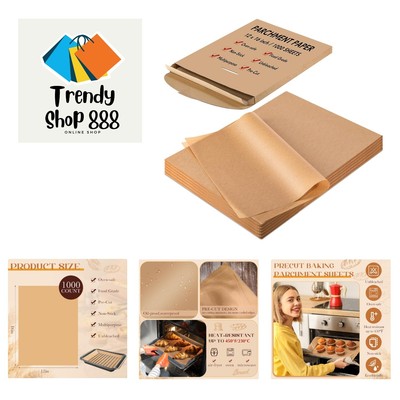 1000 Pcs 12x16 Inch Unbleached Parchment Paper Sheets, Bulk Precut ...