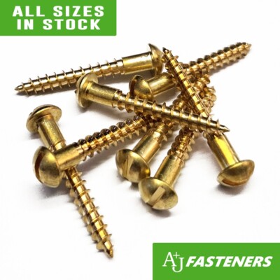 SOLID BRASS SLOTTED ROUND HEAD WOOD SCREWS DOMED SCREW 2g 3g 4g 6g 8g ...