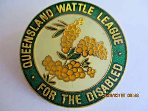 Rare Queensland Wattle League For The Disabled Badge A J Parkes Parxite ...