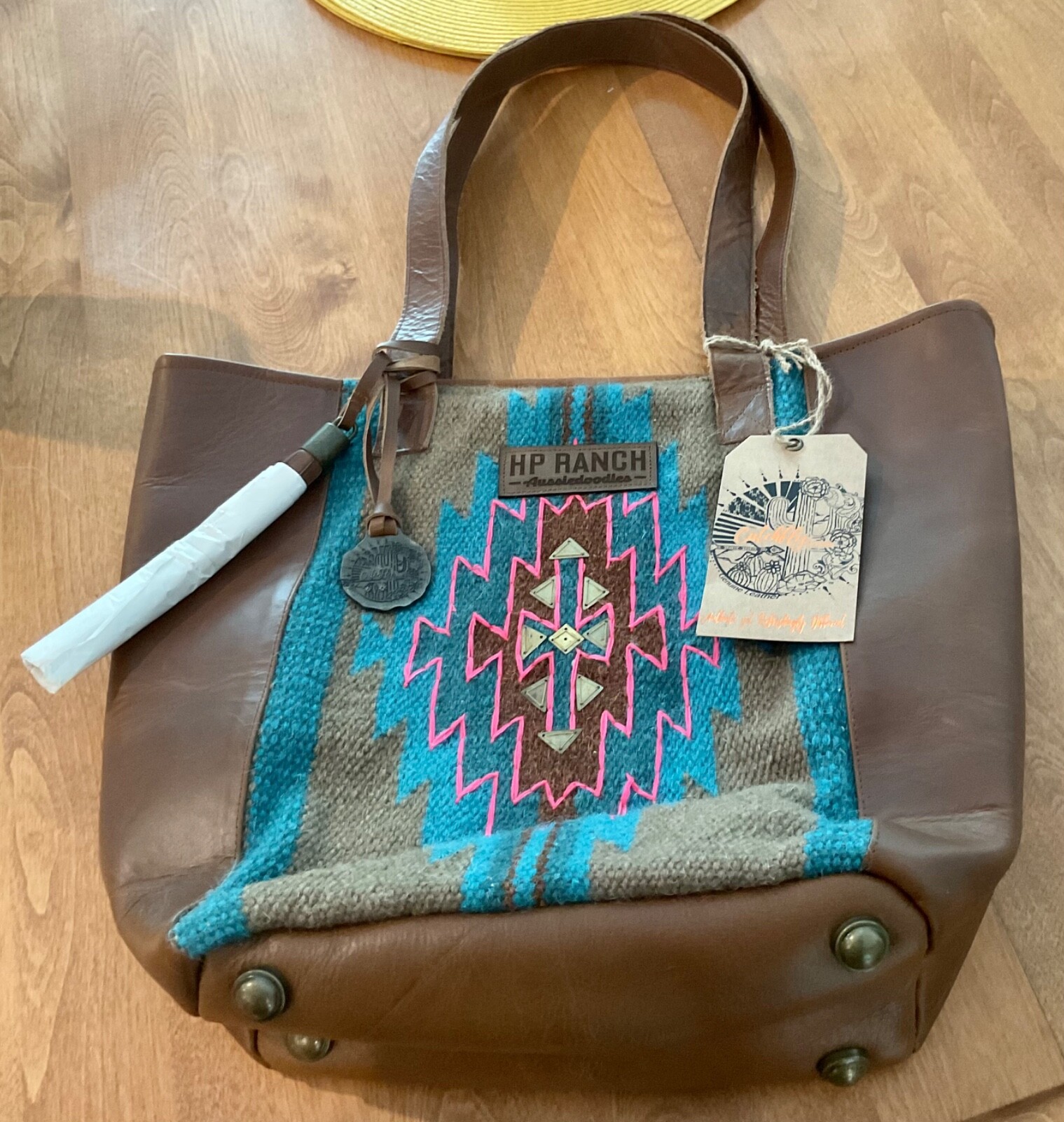 CATCHFLY STUDIO BOHO FREE THINKING GORGEOUS LTHR RUG TOTE SHOULDER ...