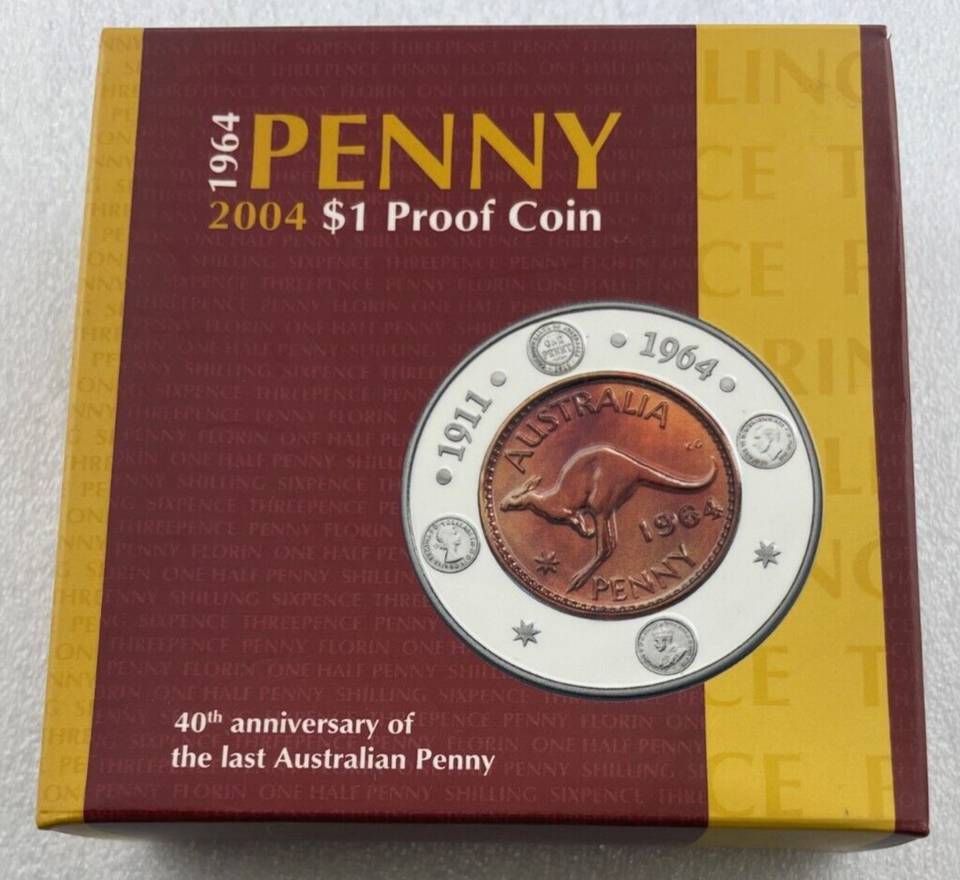 2004 $1 1964 PENNY 40TH ANNIVERSARY OF THE LAST AUSTRALIAN PENNY PROOF ...