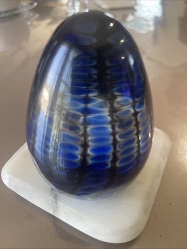Blown Glass Egg Shaped Paperweight Signed | eBay