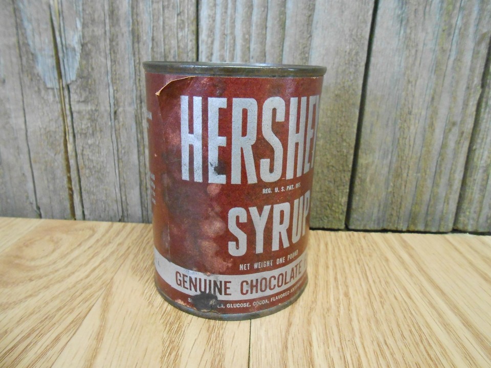 vintage hersheys syrup tin can unopened advertising paper label ...