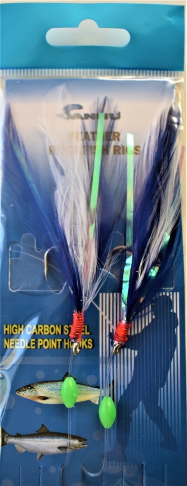 3,10,24,100 Packs Size 3/0 Rock Cod Feather Rigs Blue Feather Rockfish ...