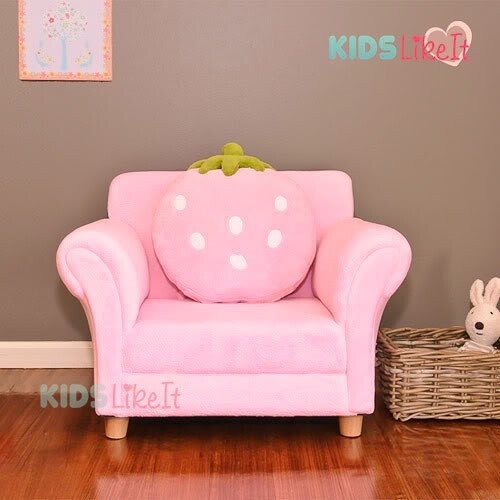 GIRLS Wooden Pink Fleece STRAWBERRY SOFA COUCH w/ CUSHION *New* KIDS ...