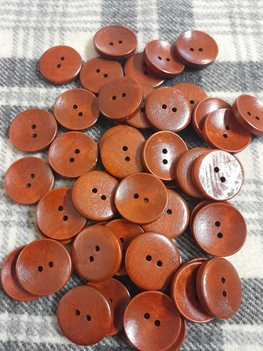 Rust Brown 25mm 2 Hole Large Wooden Buttons Bulk 50pcs | eBay Australia