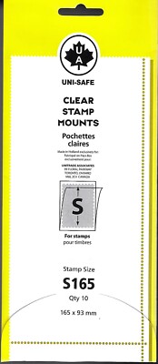 Uni-Safe S165 Top Opening 165x93 mm Stamp Mounts - 10 CLEAR FDC strips ...