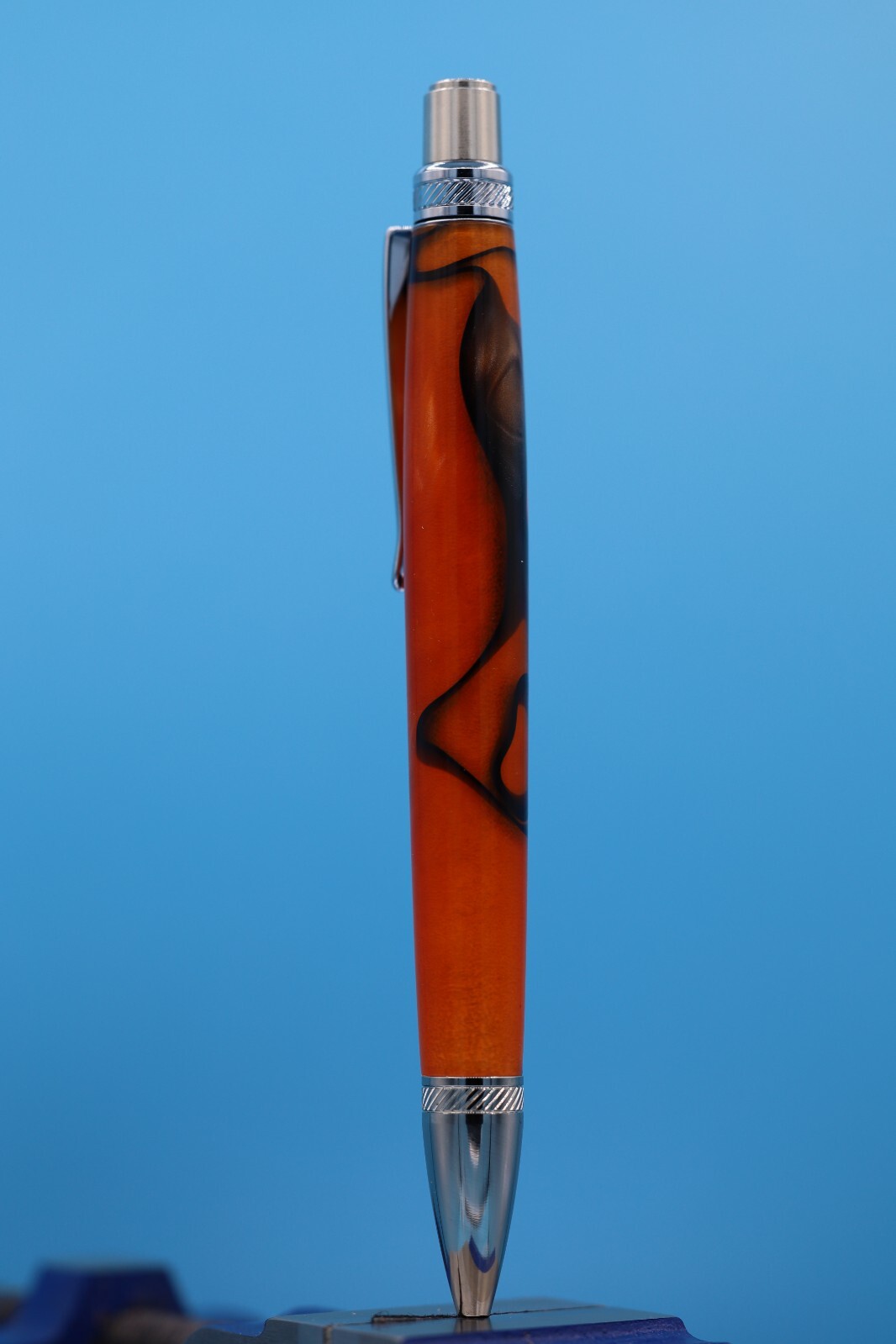 "Orange & Black Swirl" Blade Button Click Ballpoint Pen in Durable ...