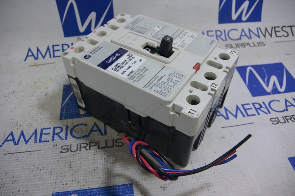 140U-16 Allen Bradley Circuit Breaker 140U-I6C3-C20 with Auxilary 140-I ...