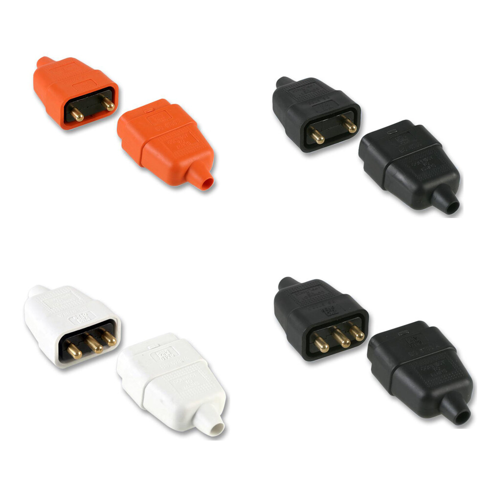 Electrical Cable Joiner 2 3 Pin 10A In-line Mains Lead Repair Connector ...