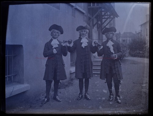 FRANCE Costumes anciens Acteurs c1930 Photo NEGATIVE Plaque de verre ...