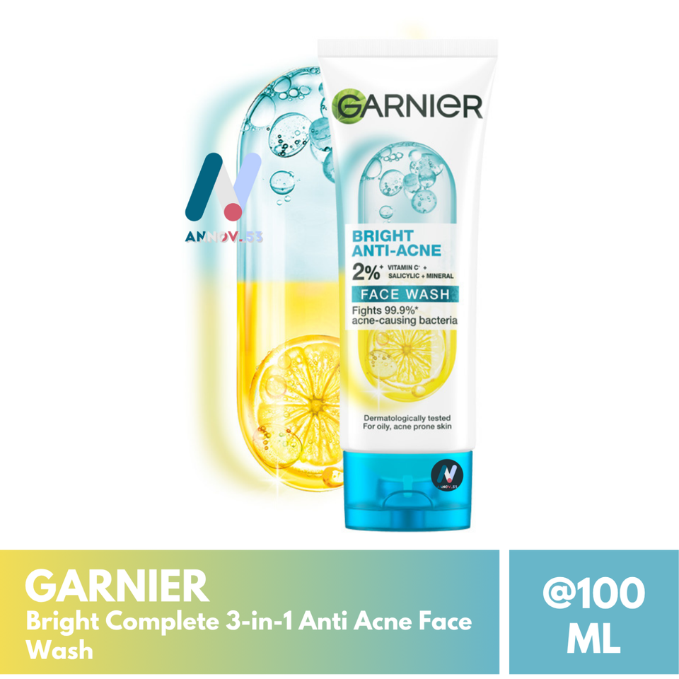 GARNIER Glow 3in1 Vit C Acne Pore Dark Spot Face Wash Scrub Serum ...