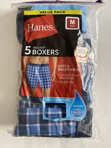 Hanes Men’s M Medium 32 34 Boxers 4pk Boxer Shorts Plaid Tagless ...