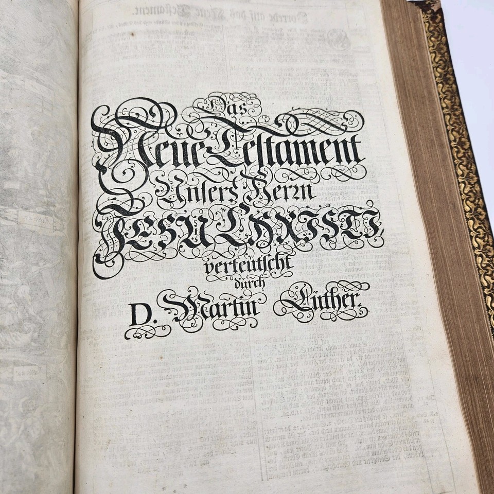 Antique 1700s GERMAN BIBLE Biblia Martin Luther Leather Bound Heavy ...