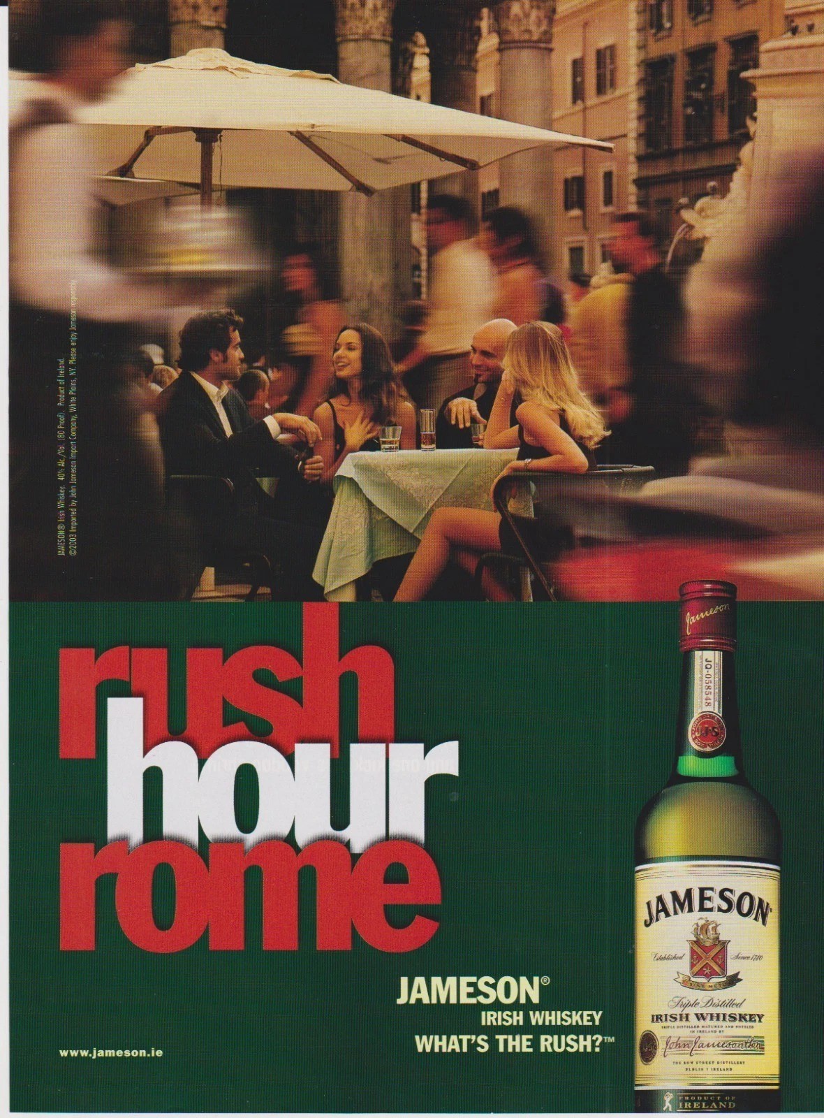 Jameson Irish Whiskey 2003 Mint Print Ad Poster Rush Hour Rome | eBay
