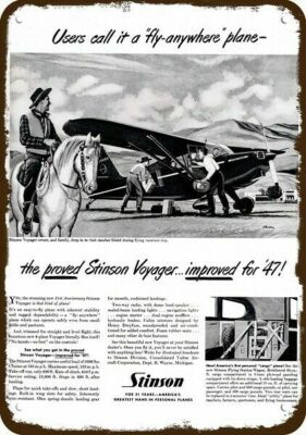 1947 STINSON VOYAGER 150 Airplane Cowboy Vntg-Look DECORATIVE REPLICA ...