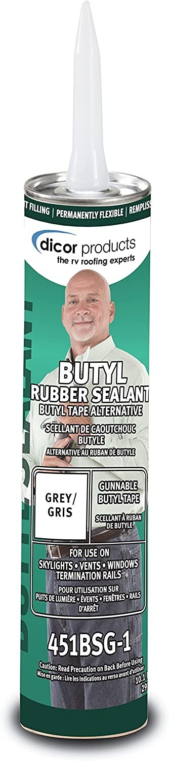 Dicor Butyl Rubber Sealant- Gunnable Butyl in a Dicor Tube- Gray ...