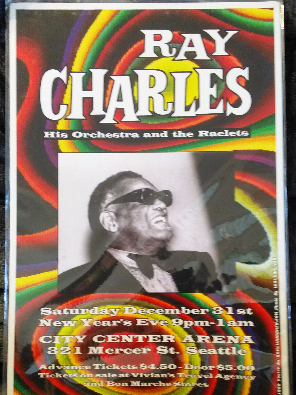 Ray Charles Concert Poster City Center Arena New Years Eve Seattle | eBay