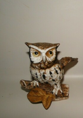 Owl Brown Multicolor Ceramic Sitting on a Log, 1114 | eBay