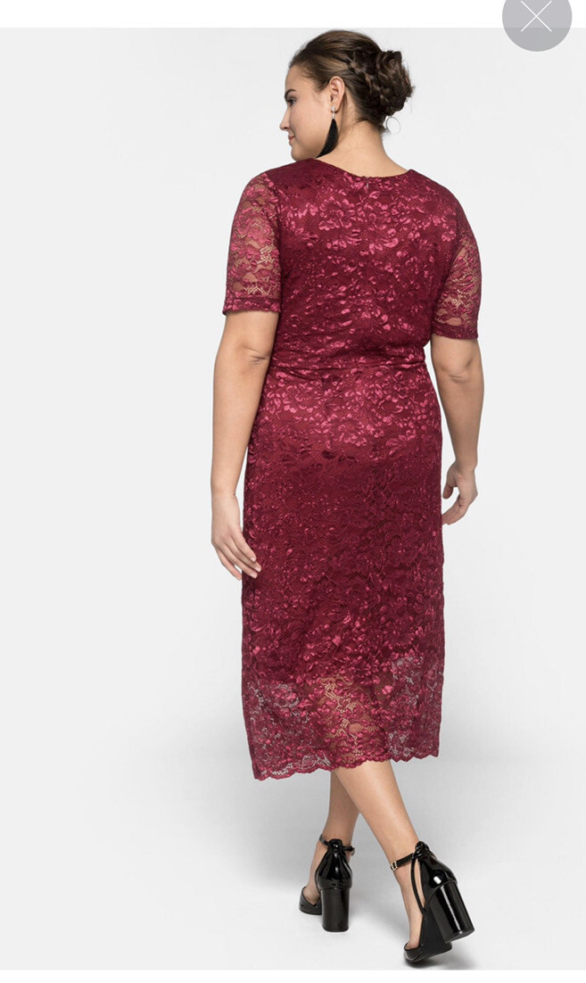 sheego Spitzenkleid transparent mit Shape Innenkleid In Größe 46 Rot ...