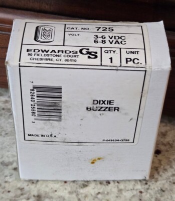 NEW NOS Edwards Dixie Buzzer No 725 Enclosed 3-6 V.D.C. 6-8 V 60C ...