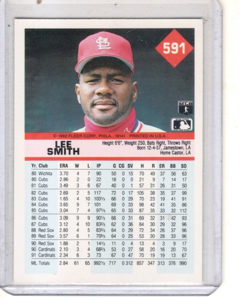 1992 Fleer #591 Lee Smith St. Louis Cardinals baseball card | eBay