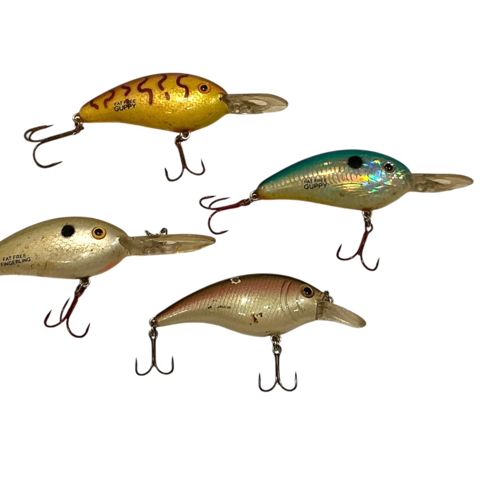 Lot 4 Bomber Fat Free Guppy & Fingerling Fishing Lures Hooks Freshwater ...