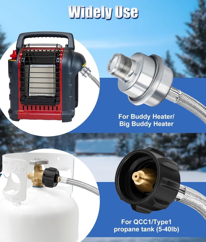Propane Fuel Filter F273699 with 6FT Stainless Braided QCC1 Propane ...