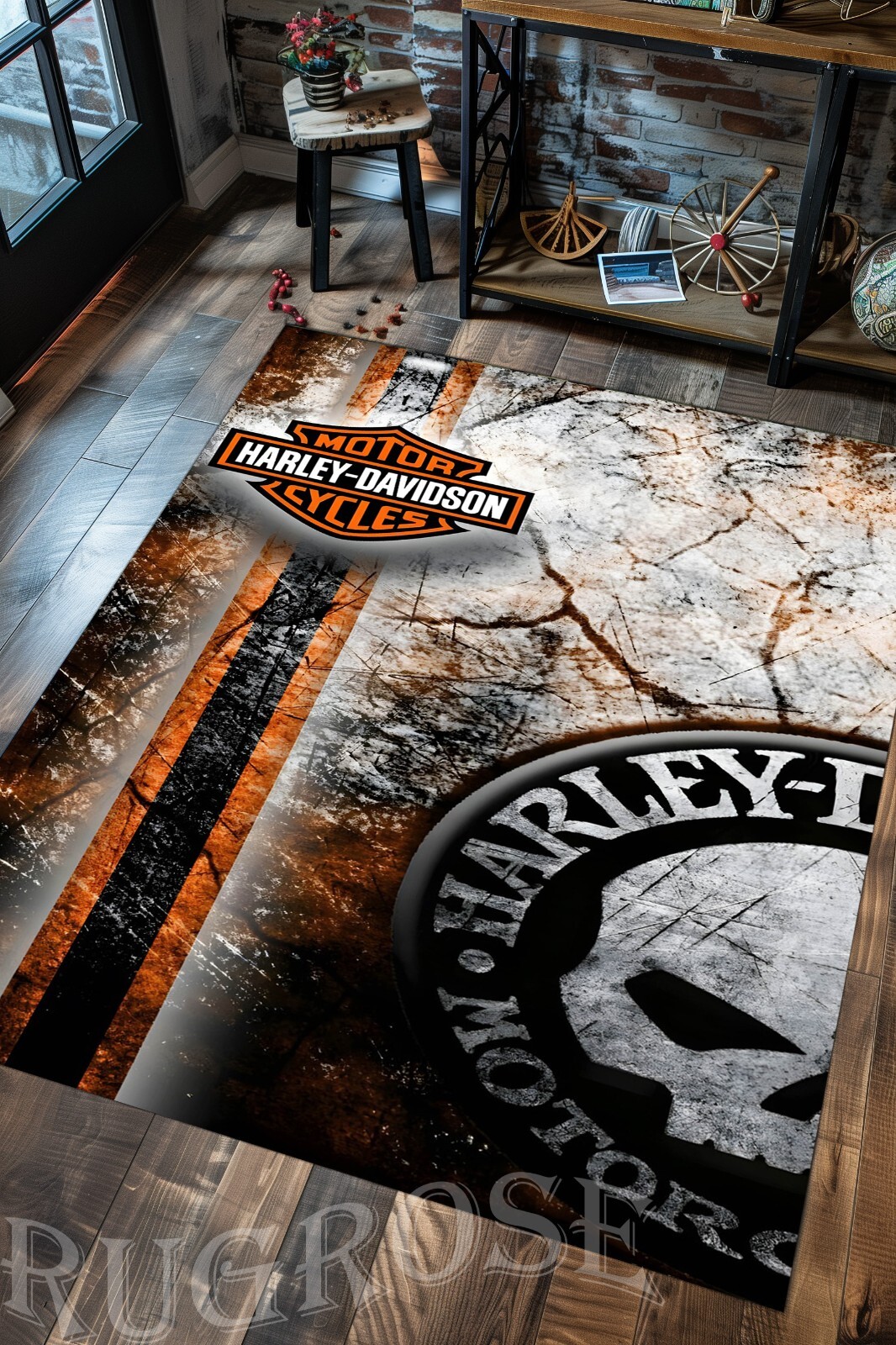 Harley Rug, Biker Rug, Biker Gift, Motorcycle Area Rug,Home Decor Rug ...