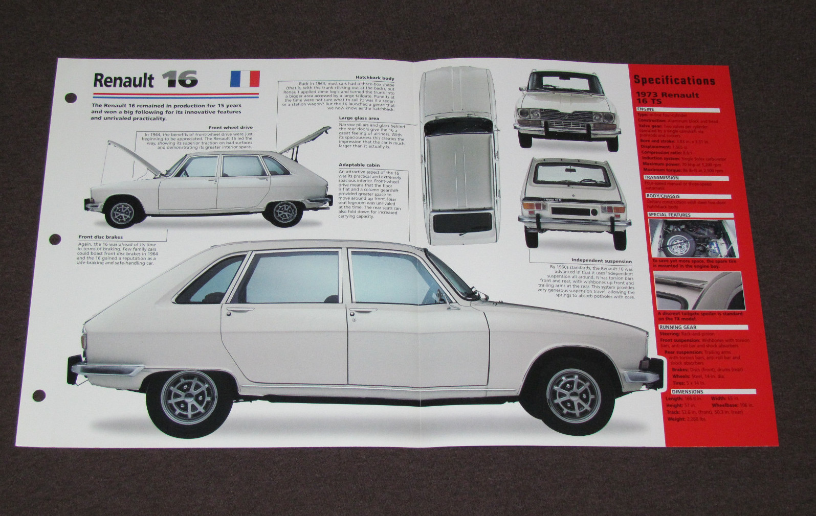 1964-1979 RENAULT 16 (1973) Car SPEC SHEET BROCHURE PHOTO BOOKLET | eBay