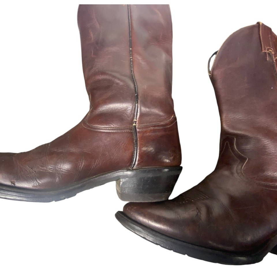 Tony Lama Style 4200 Boots Size 9.5 Burgundy/Brown Classic Western Wear ...