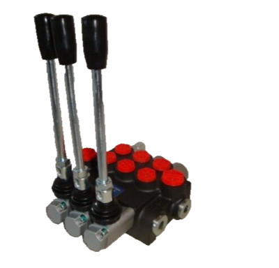 3 BANK HYDRAULIC MONOBLOCK DIRECTIONAL SPOOL LEVER VALVE 3/8" BSP - 40 ...
