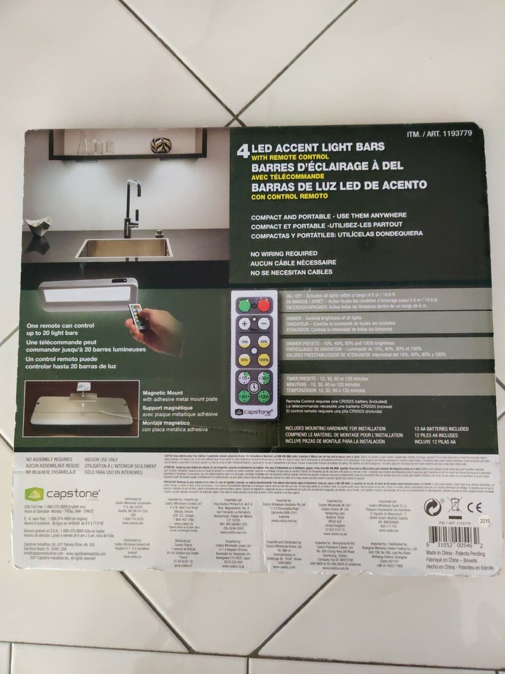 Capstone 4 LED Accent Light Bars w/ Remote Control Timer & Dimmable ...