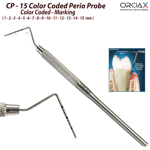 Dental CP-15 Probe Color Coded Ball Ended Periodontal Pocket Depth ...