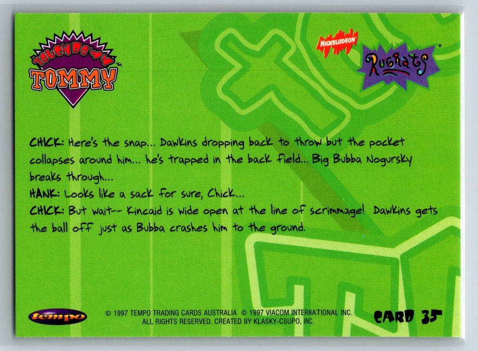 1997 Tempo Rugrats Touchdown Tommy Big Bubba Nogursky #35 | eBay