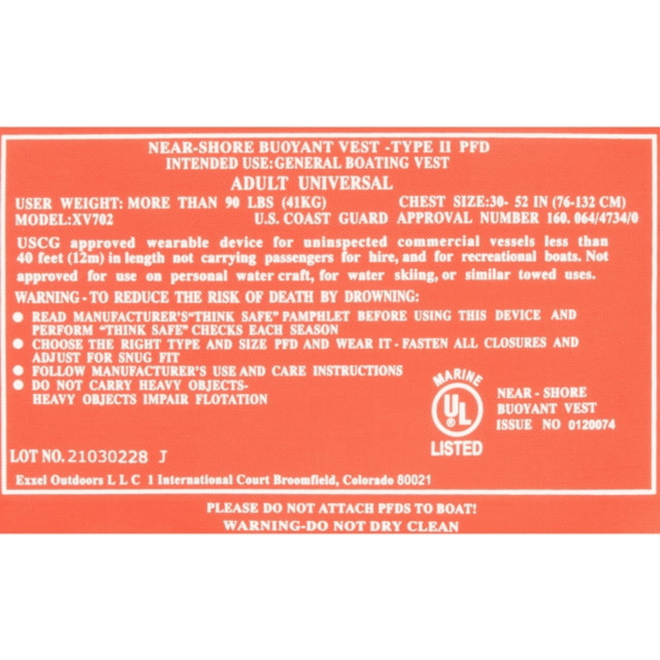 Life Jackets Vest Preserver Type II Orange Adult Fishing Boating USCG ...