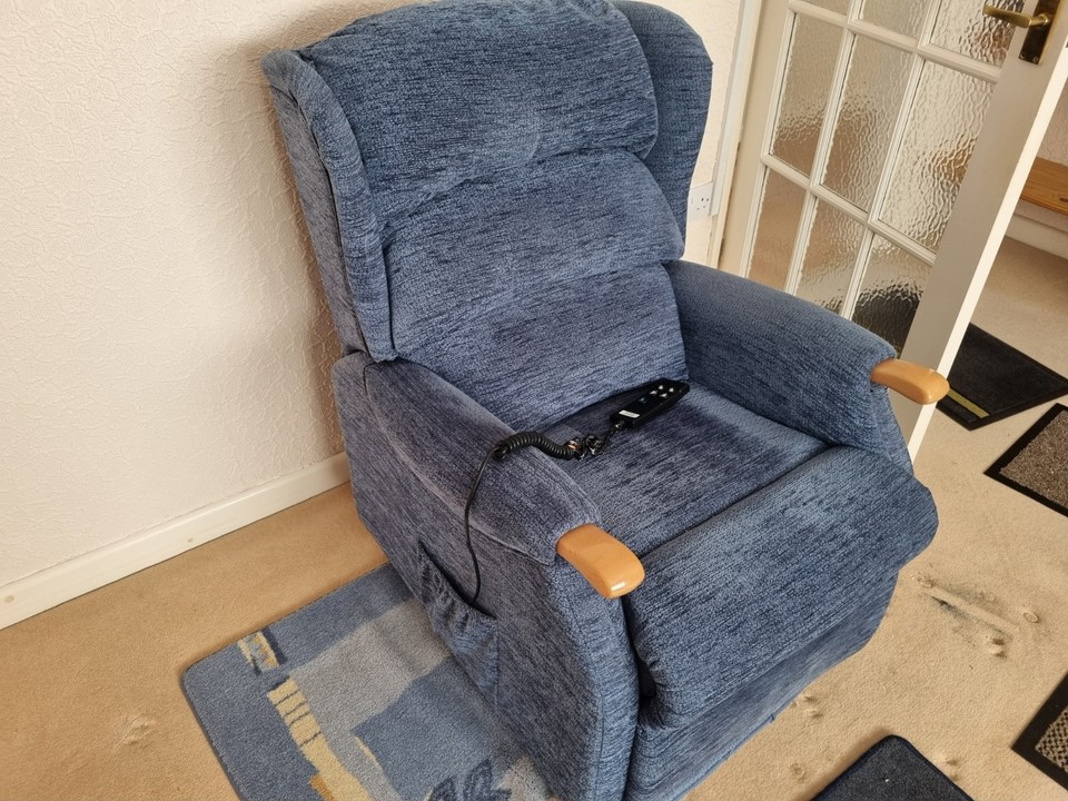 HSL Recliner Riser Chair Metal Frame Blue Electric | eBay UK
