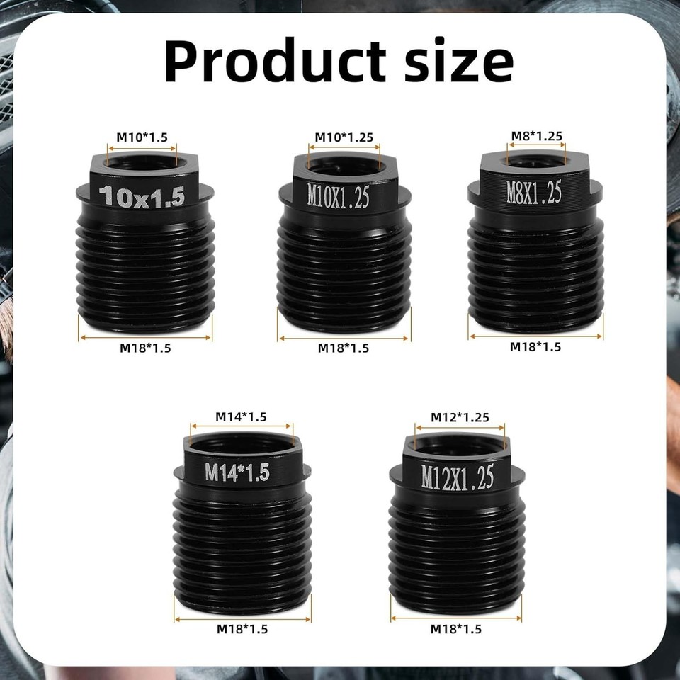 5Pcs Gear Shift Knob Adapter Kit for M10x1.25/M12/M14 Threads Car ...