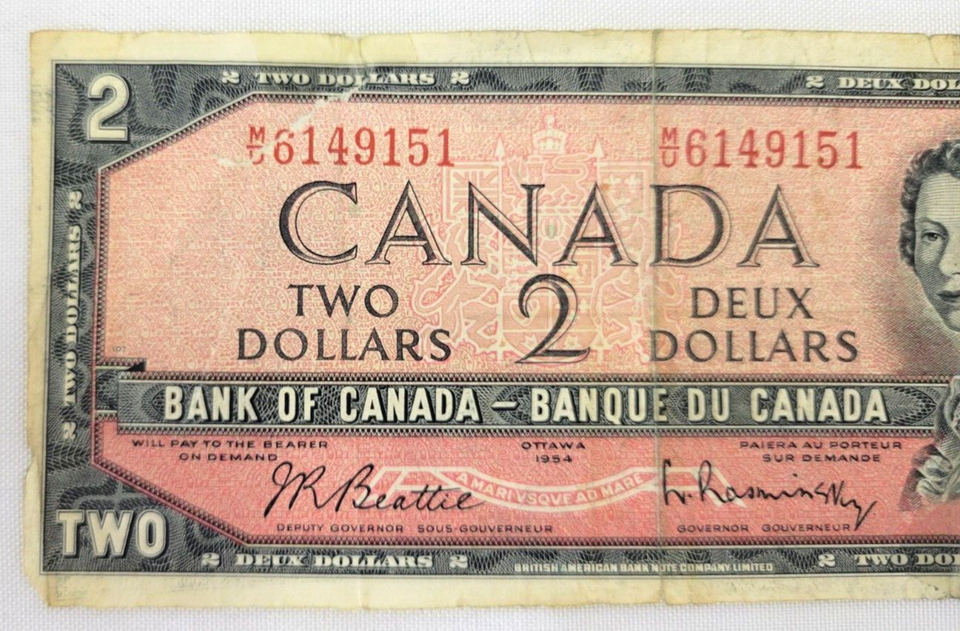 1954 - Canada Two Dollar Bill - $2 Canadian Note , The Queen, 1 Note | eBay