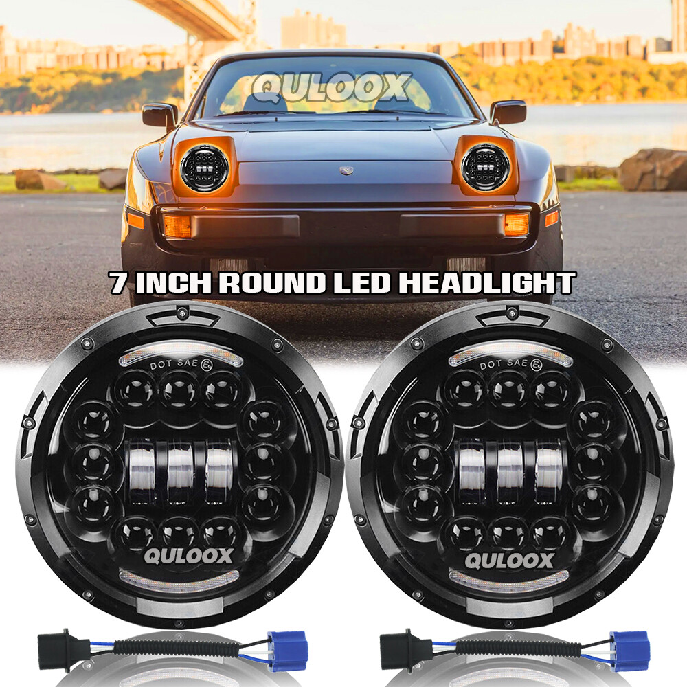 For Porsche 944 1983-1991 Pair 7" inch Round LED Headlights Hi-Low Beam ...