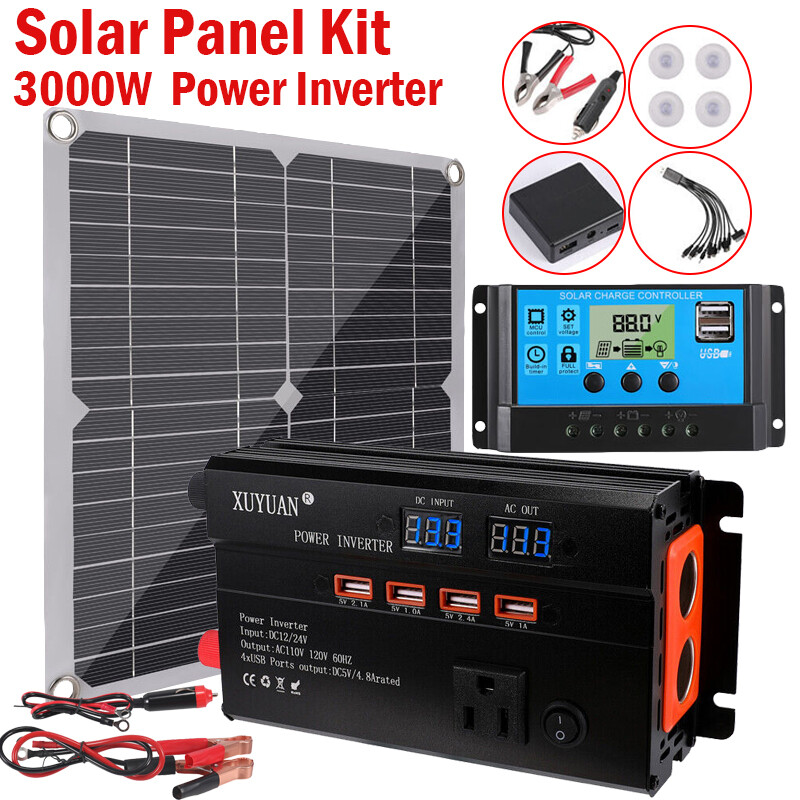 6000W Solar Panel Kit Solar Power Inverter Generator 100A Home 220V ...