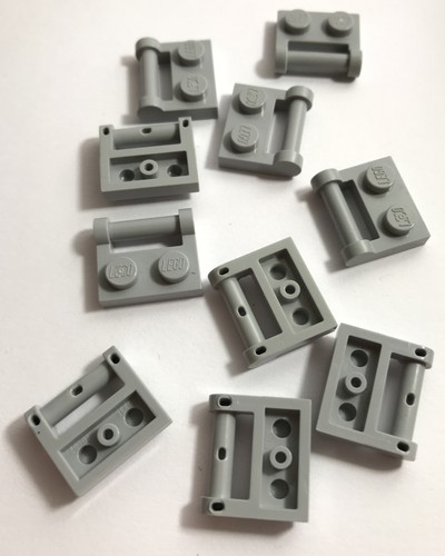 10 x Lego Plate 2x1 with (closed end) handle - Light Bluish Grey - Part ...