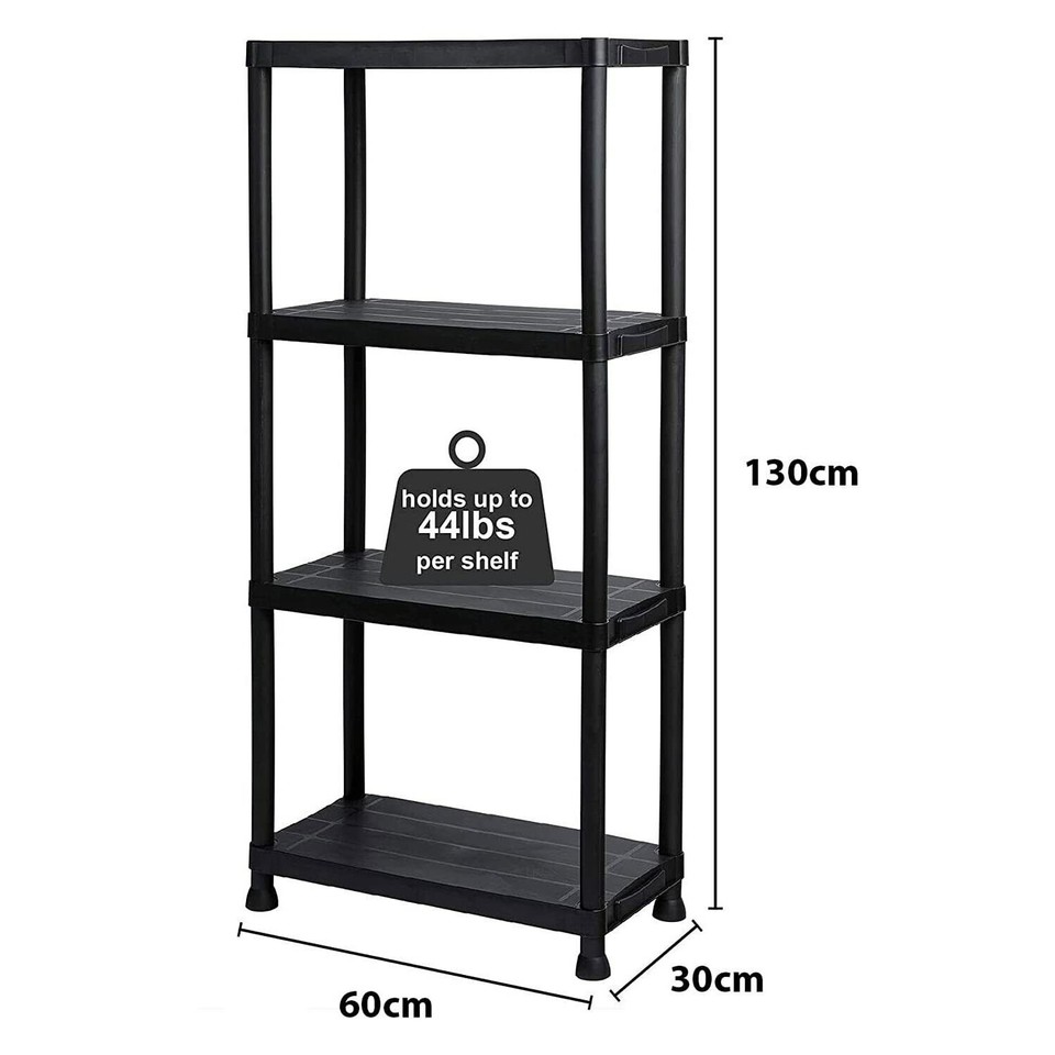 2x 4 Tier Plastic Shelf Shelving Shelves Rack Racking Home Storage Unit ...
