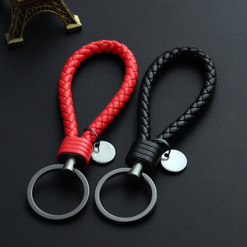 2pcs Black&red Car Keychain Key Chain Key Ring Key Fob Leather Rope ...