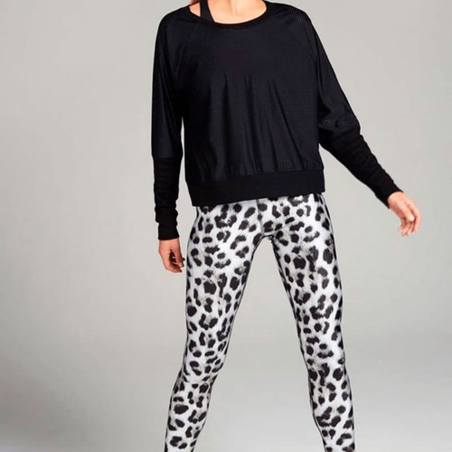 Terez Black & White Snow Leopard Tall Band Legging. Size XS. NWT! | eBay
