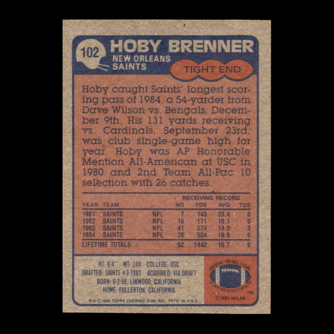 Hoby Brenner 1985 Topps Rookie New Orleans Saints #102 Set Break ...